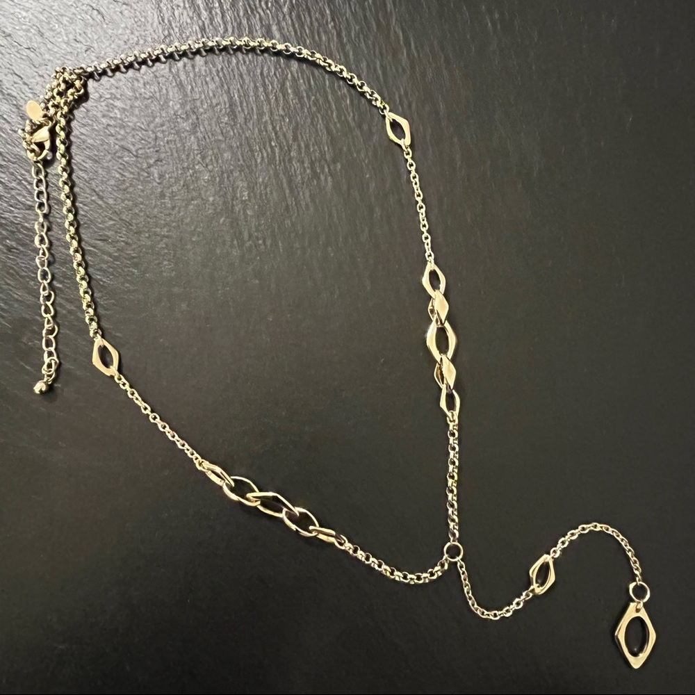 Chico’s Gold Tone Geometric Statement Chain Necklace - Gem